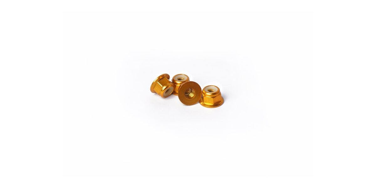 NEW #KOS04309 - Flanged Nylon Lock Nuts M4 Gold Koswork (4) Optima Series