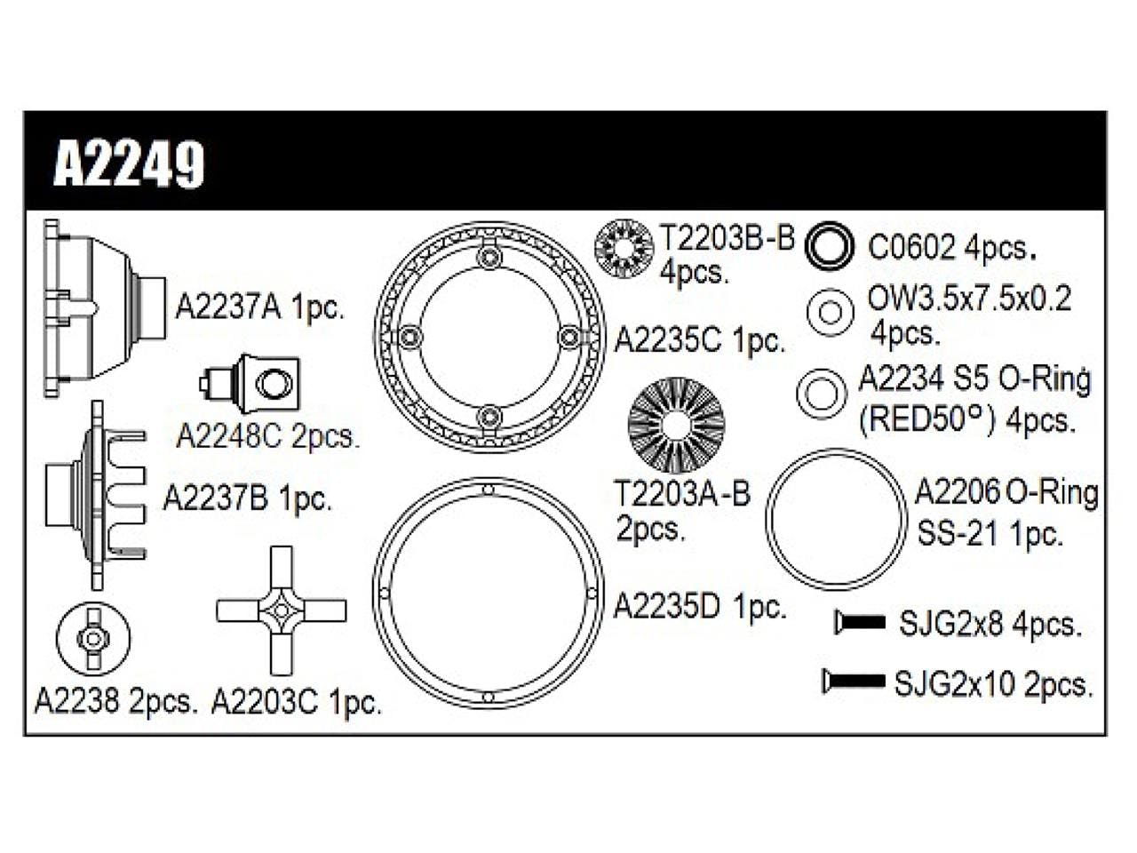 NEW #A2249 - MUGEN Differential Komplettset